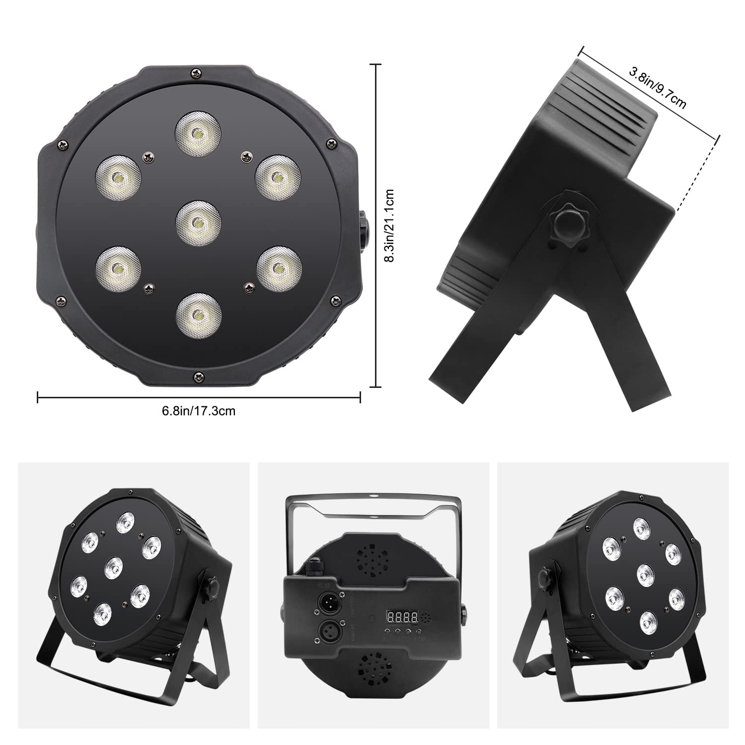 7x10W Par DJ LED Par Light Remote & DMX Controlled Sound Activated Auto Play Uplights for Wedding Birthday Christmas Holiday Music Show Dance Party Stage