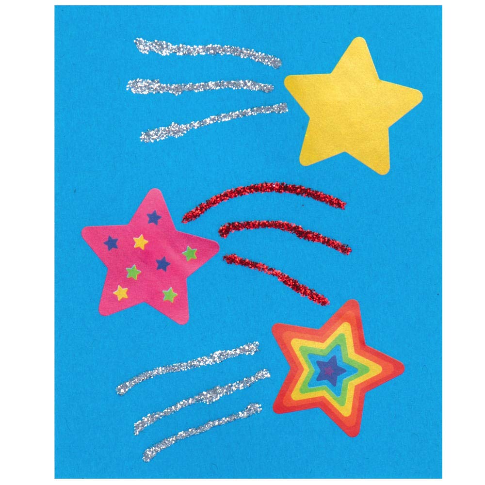 Baker Ross AX419 Star Sticker Roll Value Pack - Pack of 600, Kids Stickers, Ideal for Children's Arts and Crafts Projects, Great for Card Making and Scrapbooking