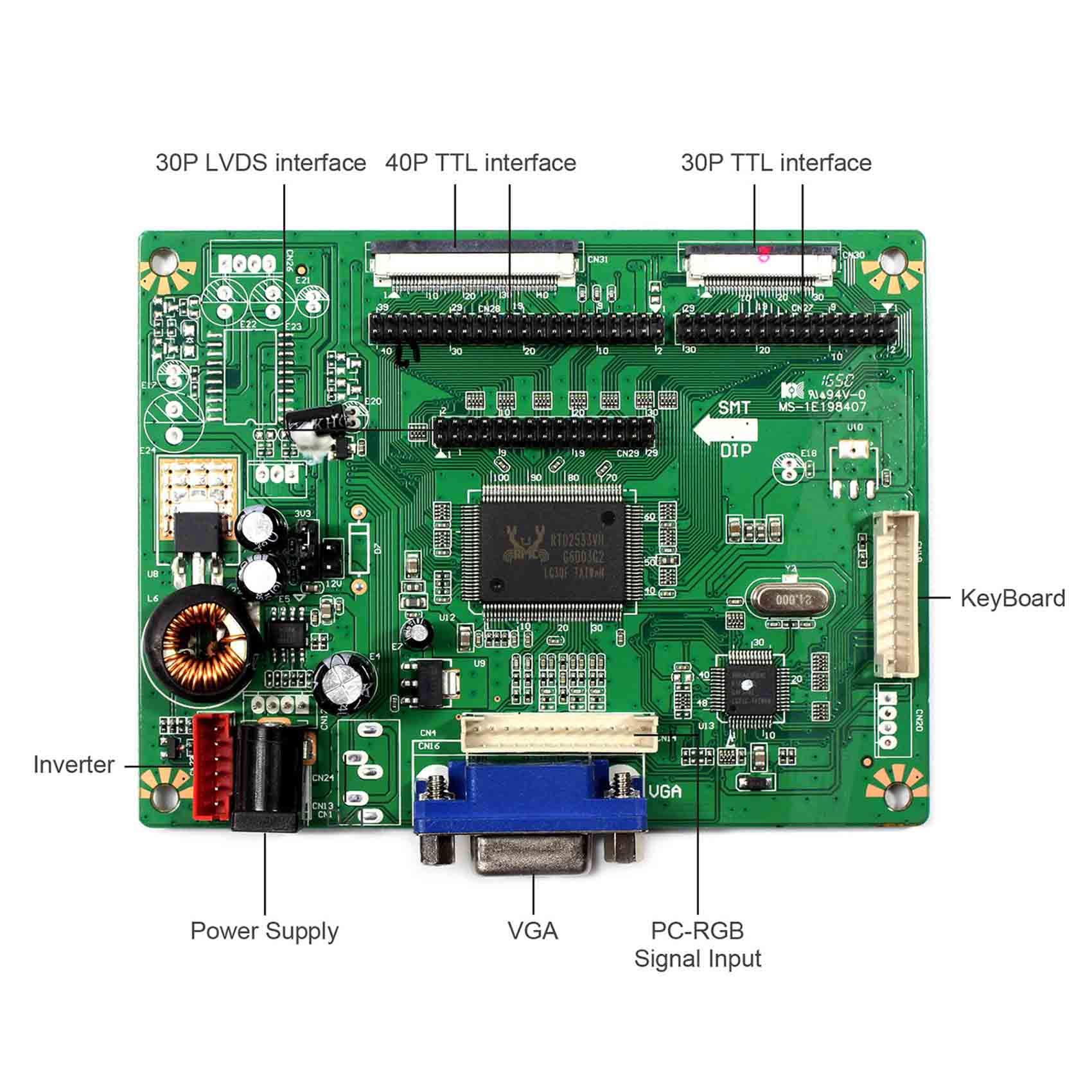 6.5" IPS LCD 6.5 inch 640X480 Screen Panel LCDT-51750GD065J-FW with VGA LCD Controller Board Kit