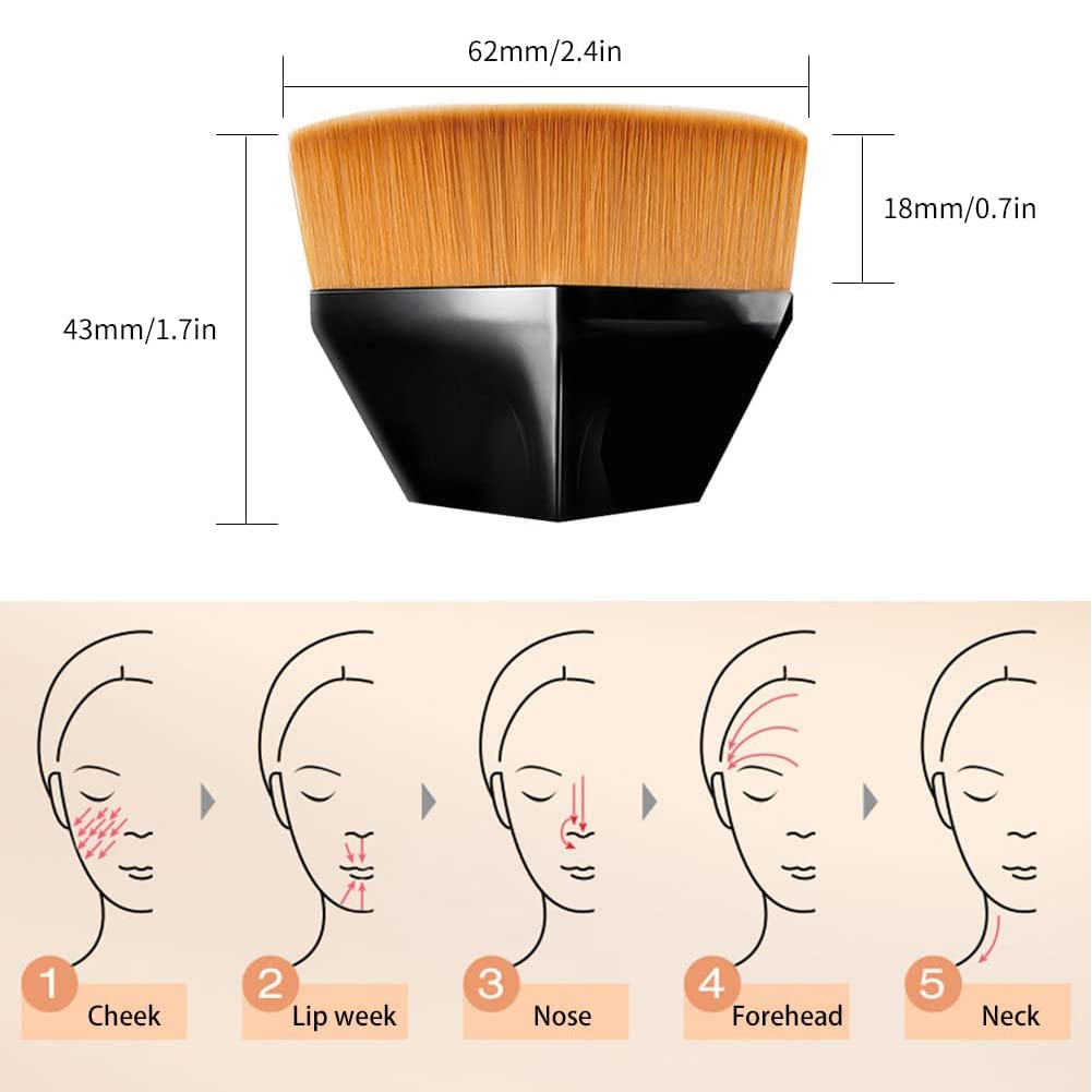 4+1 Pcs Velour Triangle Powder Puff and Flat Top Hexagon Kabuki Foundation Brush for Face Makeup Eyes Contouring Bod for Mixed Liquid Cream Flawless Loose Powder Cosmetic Foundation Makeup Tool Set