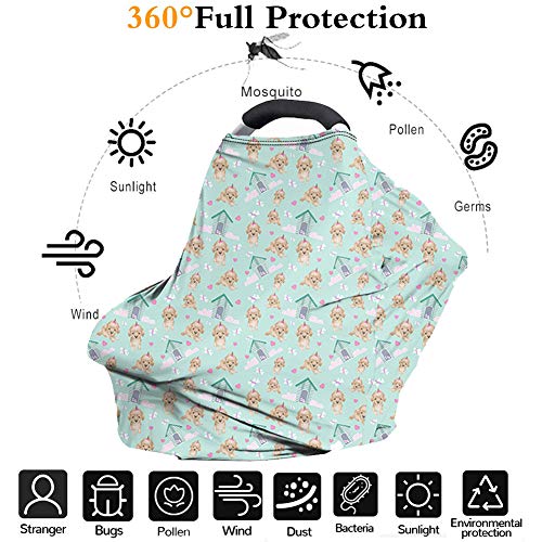 JOAIFO Aztec American Native Horse Print Nursing Cover Blue and White Tribal Baby Stroller Canopy Cover