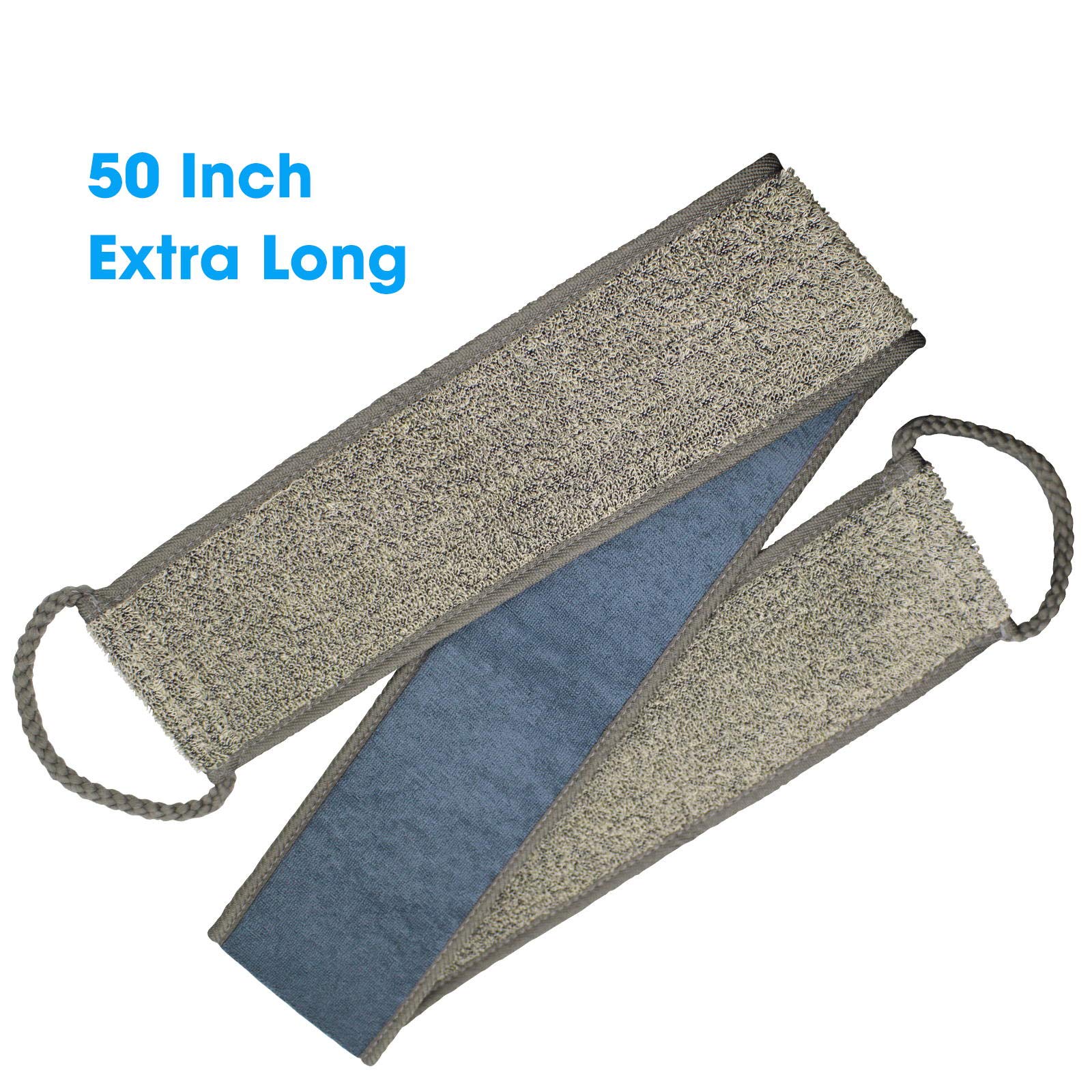 Loofah Back Scrubber, 50 Inch Extra Long Natural Flax Exfoliating Back Scrubber for Shower for Men Women, Deep Clean & Invigorate Your Skin
