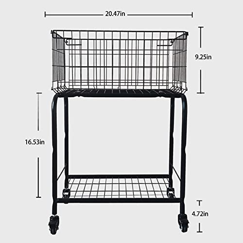 basket for garments storage, easy moved with wheels have brake, Laundry basket, white color,rolling basket (BLACK)