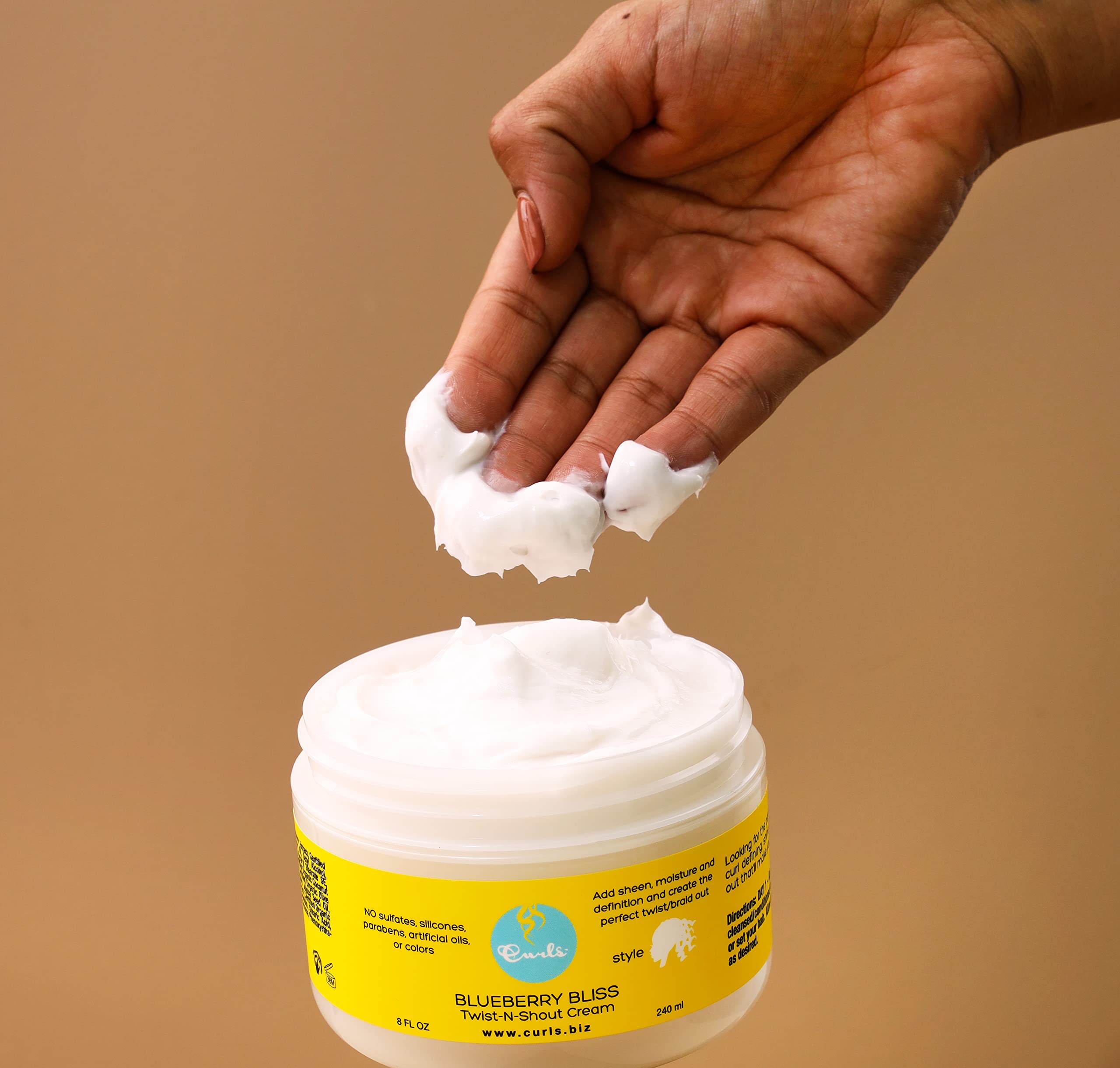 Curls Blueberry Bliss Twist-N-Shout Cream - 8 oz, for the Perfect Twist Outs and Braid Outs, for All Natural Types, Adds Sheen, Moisture, and Definition to Hair