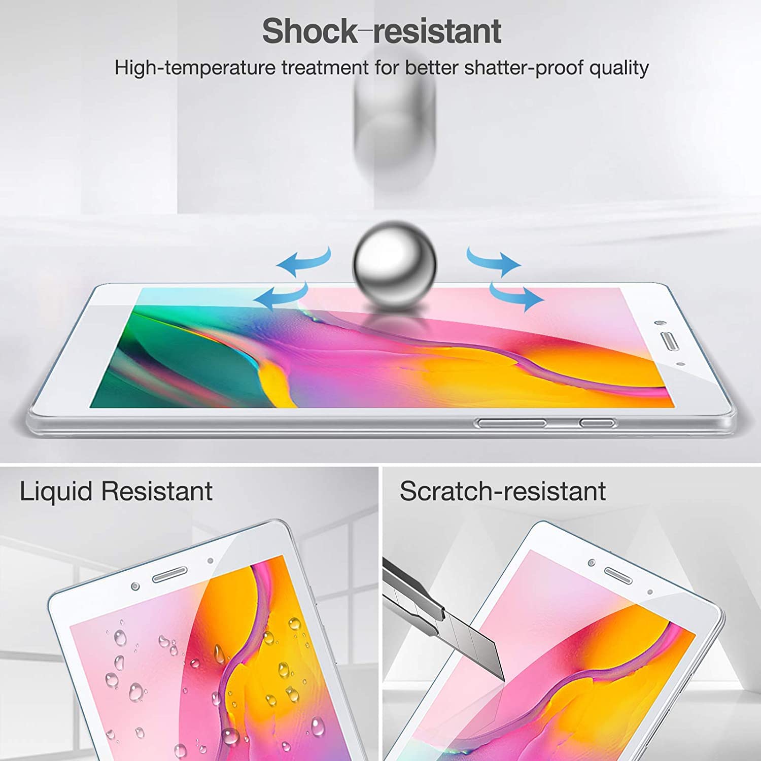 ProCase [2 Pack] Galaxy Tab A 8.0 2019 Screen Protector T290 T295, Tempered Glass Screen Film Guard for 8.0 inch Galaxy Tab A 2019 Without S Pen Model SM-T290 (Wi-Fi) SM-T295 (LTE)