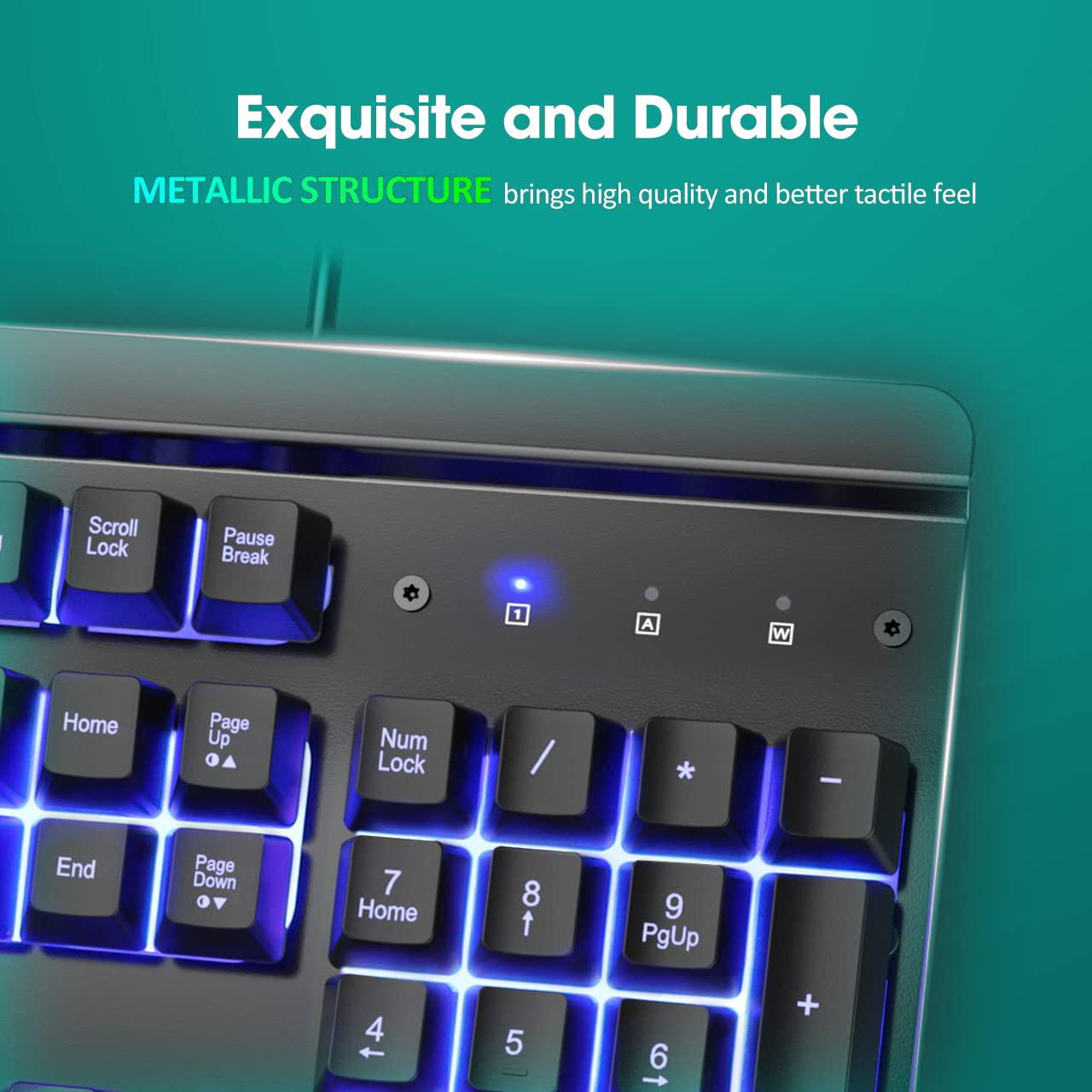 Alorsay Upgraded Gaming Keyboard, Wired RGB Keyboard USB with LED Light, BacklitMembrane Keyboard with Wrist Rest, Spill-Resistant/19 Keys Roll-Over/12 Multimedia Shortcuts