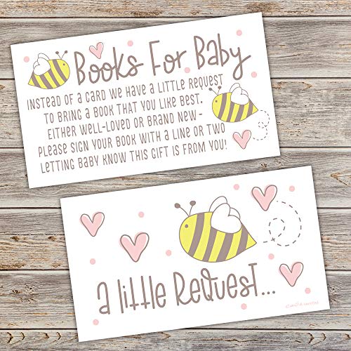 50 Cute Bee Books for Baby Shower Request Cards - Invitation Inserts