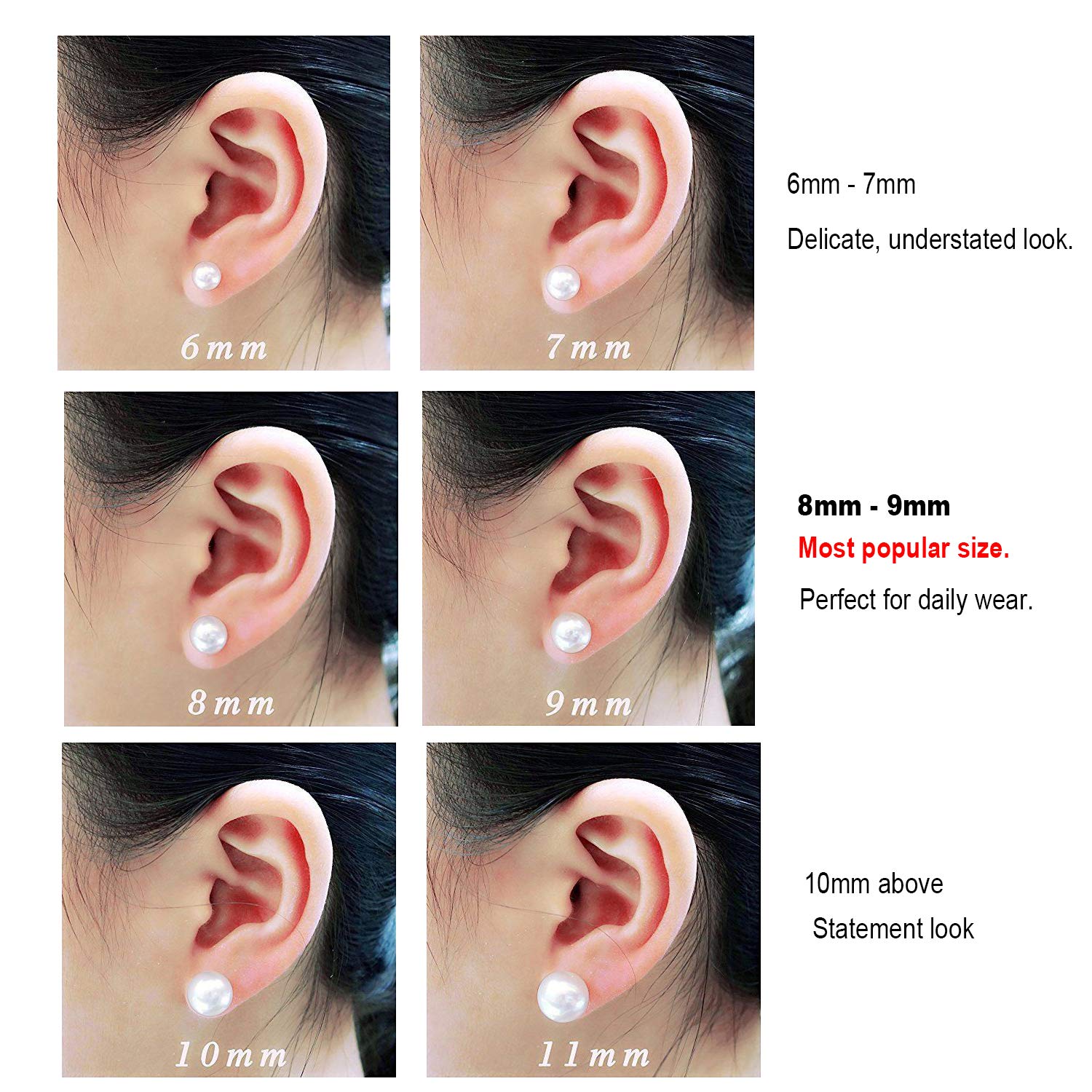 8mm Pearl Earrings 14K Gold White Freshwater Cultured Pearl Stud Earrings for Women - AAAA Quality (yellow-gold, 8.0mm)