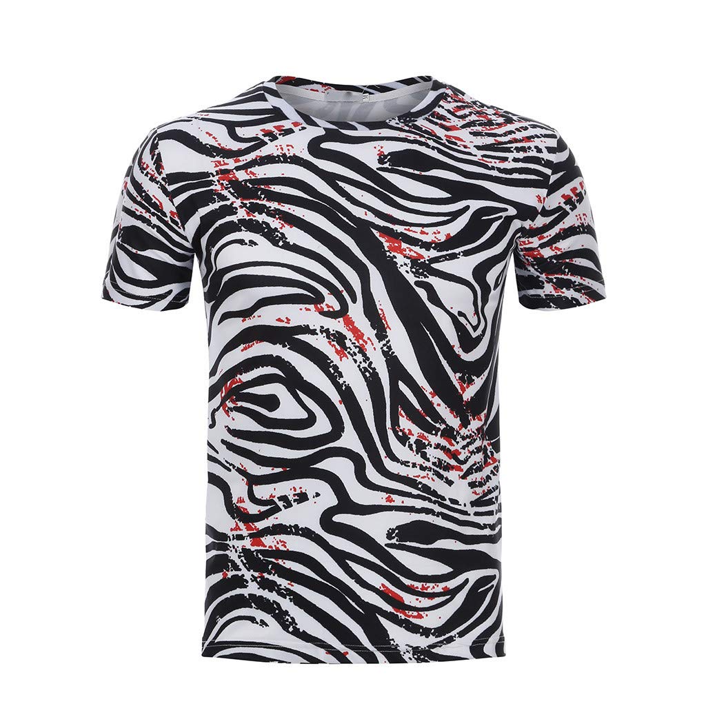 YOMXL T Shirt for Men Zebra Black White Striped Short Sleeve O-Neck Tops Crew Neck Tees