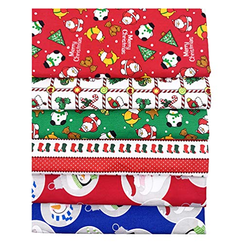 Cabilock Quilted Fabric 6pcs Christmas Cotton Fabric Sheet Patchwork Fabric Scrap Cotton Quilting Fabric Cloth for DIY Sewing Scrapbooking Christmas Dress Crafts 25cm*20cm Fabrics
