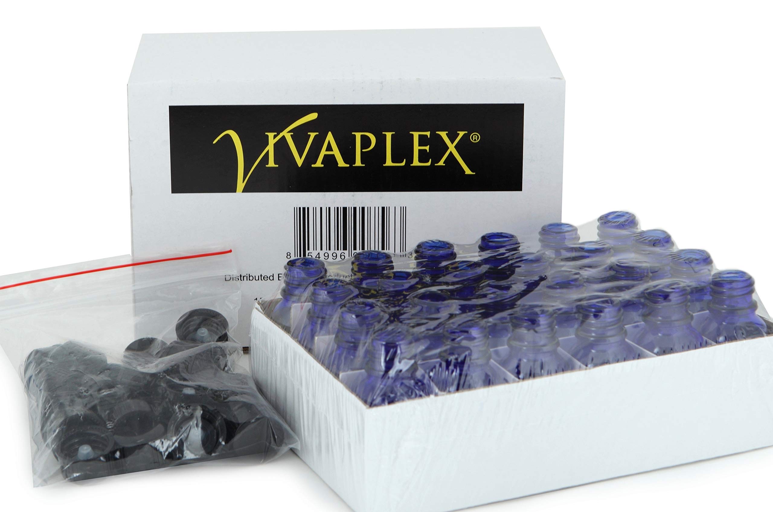 Vivaplex, 24, Cobalt Blue, 15 ml Glass Bottles, with Lids