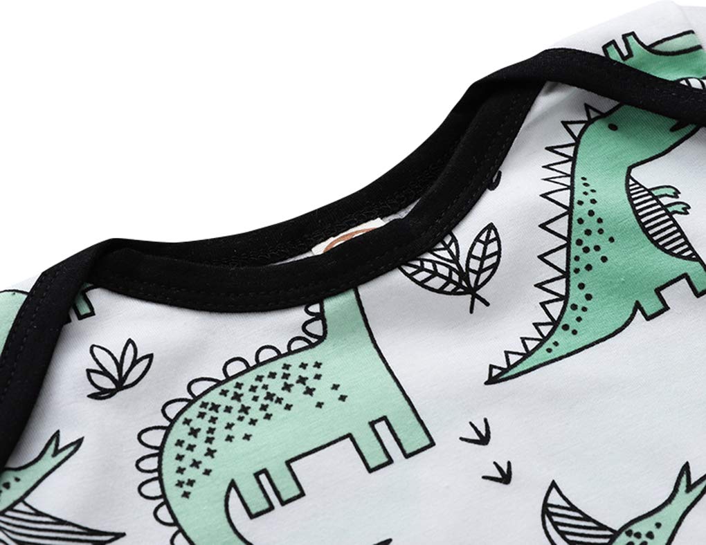 Unisex Baby Wearable Blanket with Hat Cap Cotton Sleeping Bag 2 Pcs Long Sleeve Nightgowns (Dinosaur, 0-6M)
