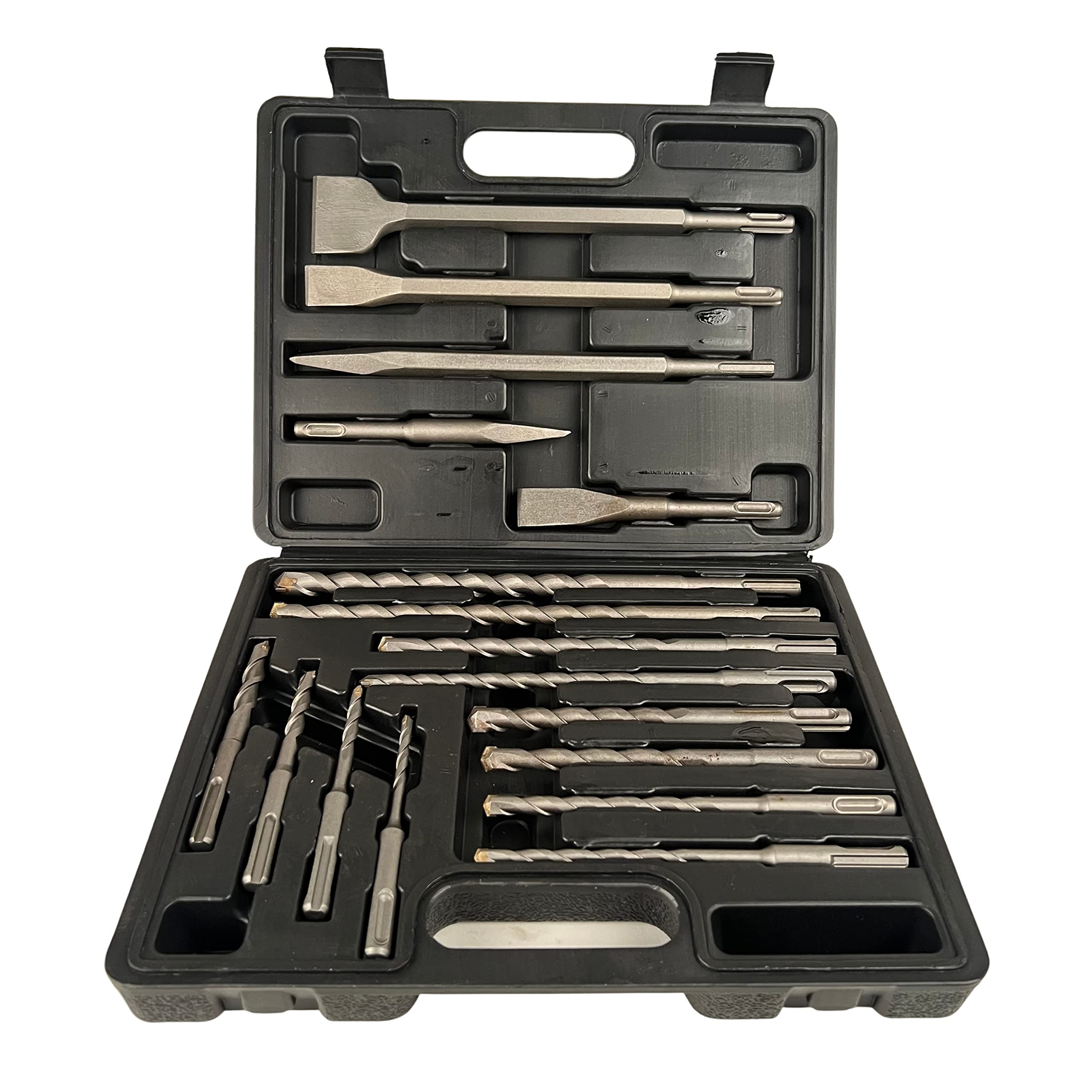 ATE Pro. USA - 17 PC SDS PLUS ROTARY HAMMER BITS DRILL BIT & CHISEL GROOVE CONCRETE - Masonry SDS Plus Drill Bits Set for Brick Cement Stone & Concrete w/ Case- SDS Plus Shank Fits Rotary Hammer