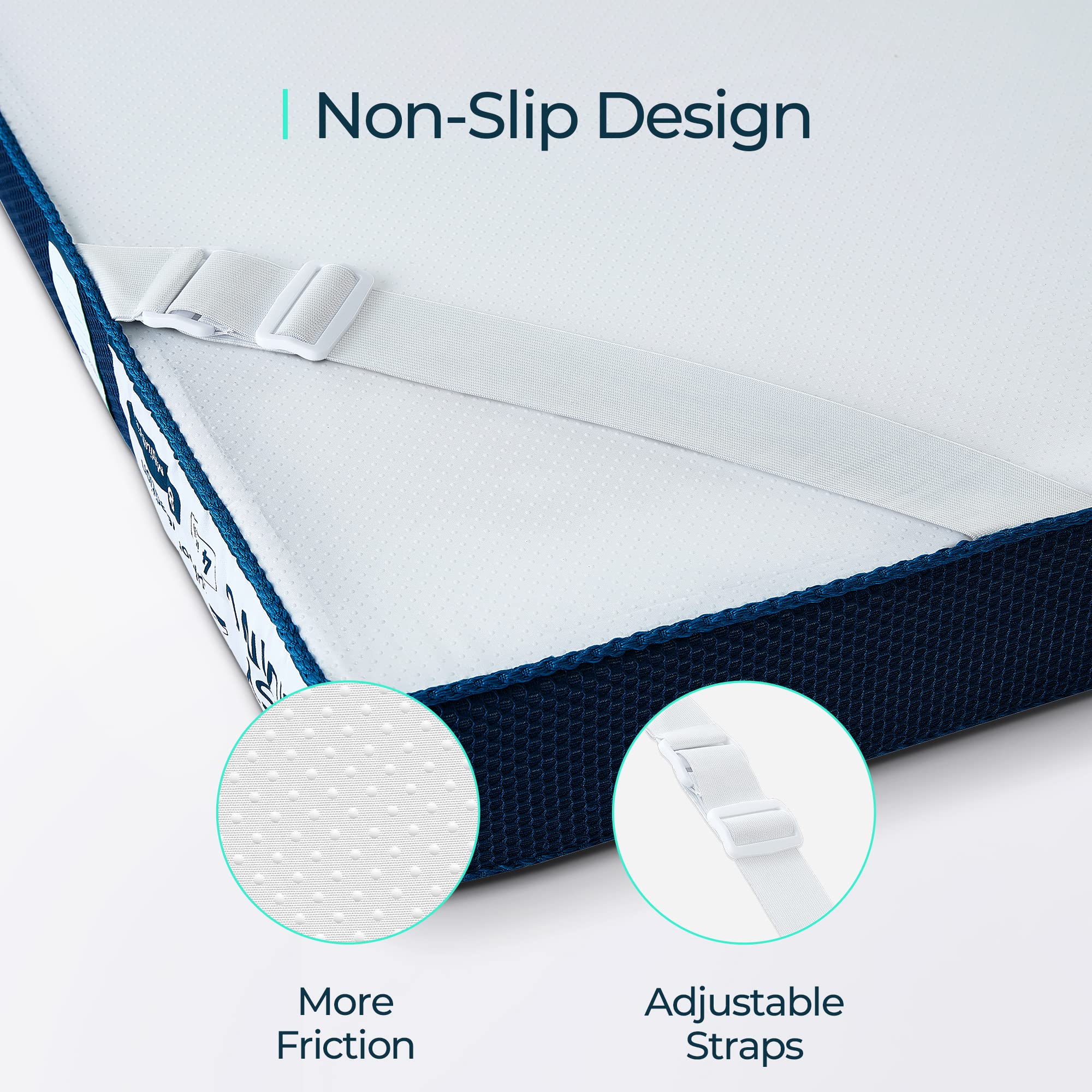 LINSY LIVING California King Mattress Topper, 4 Inches Dual Layer Firm Memory Foam, Removable and Washable Tencel™ Cover, Adjustable Straps, CertiPUR-US Certified, Oeko-TEX, CK Size