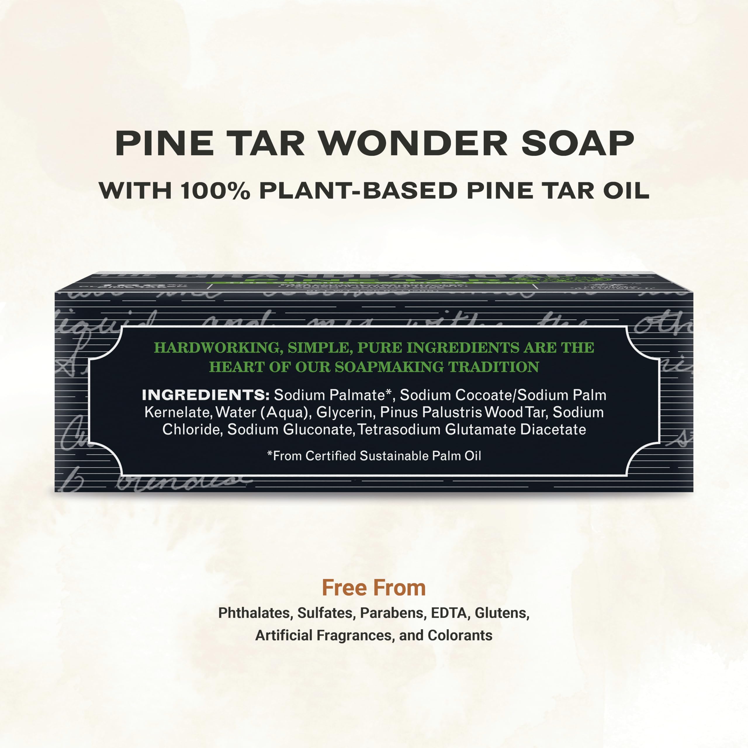 Pine Tar Bar Soap by The Grandpa Soap Company | The Original Wonder Soap |Vegan, 3-in-1 Cleanser, Deodorizer & Moisturizer | 3.25 Oz. Each – 2 Pack