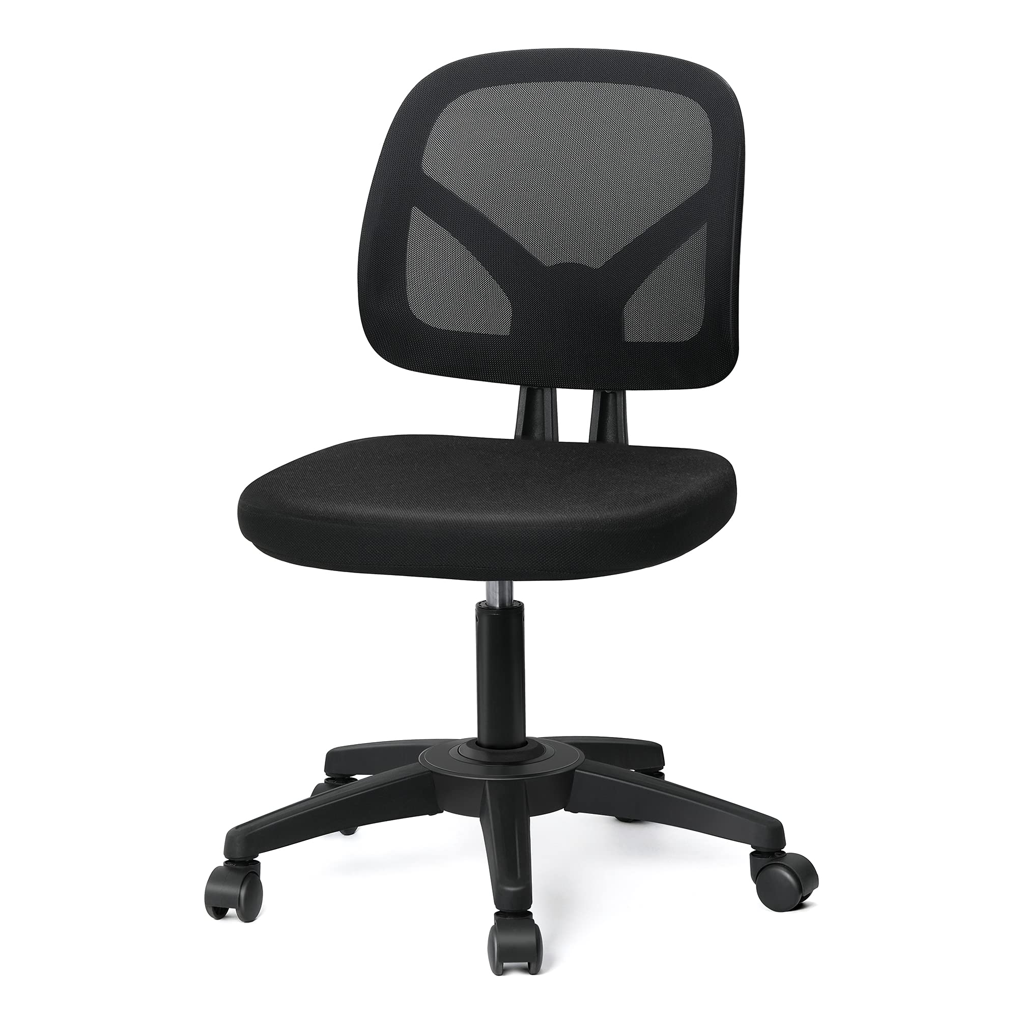 V&LX Armless Swivel Mesh Office Chair Height Adjustable with Lumber Support for Small Spaces, Black