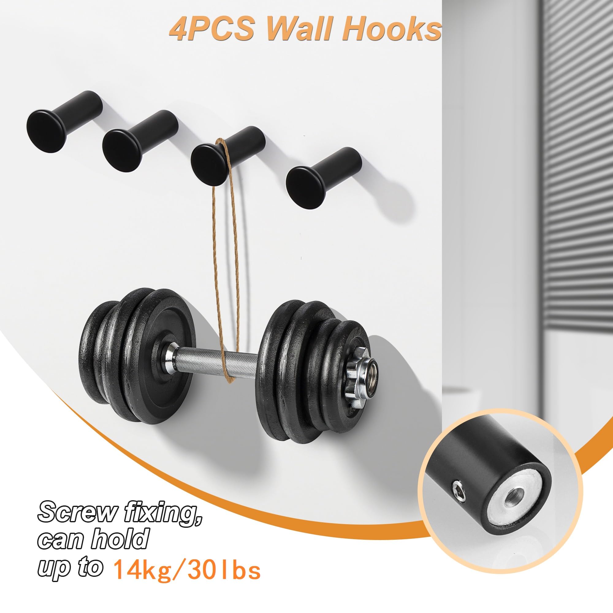 SAYAYO Modern Black Coat Hooks Wall Mounted, Towel Hooks for Bathrooms Robe Hooks, Heavy Duty Wall Hooks for Hanging, SUS 304 Stainless Steel 4 Packs