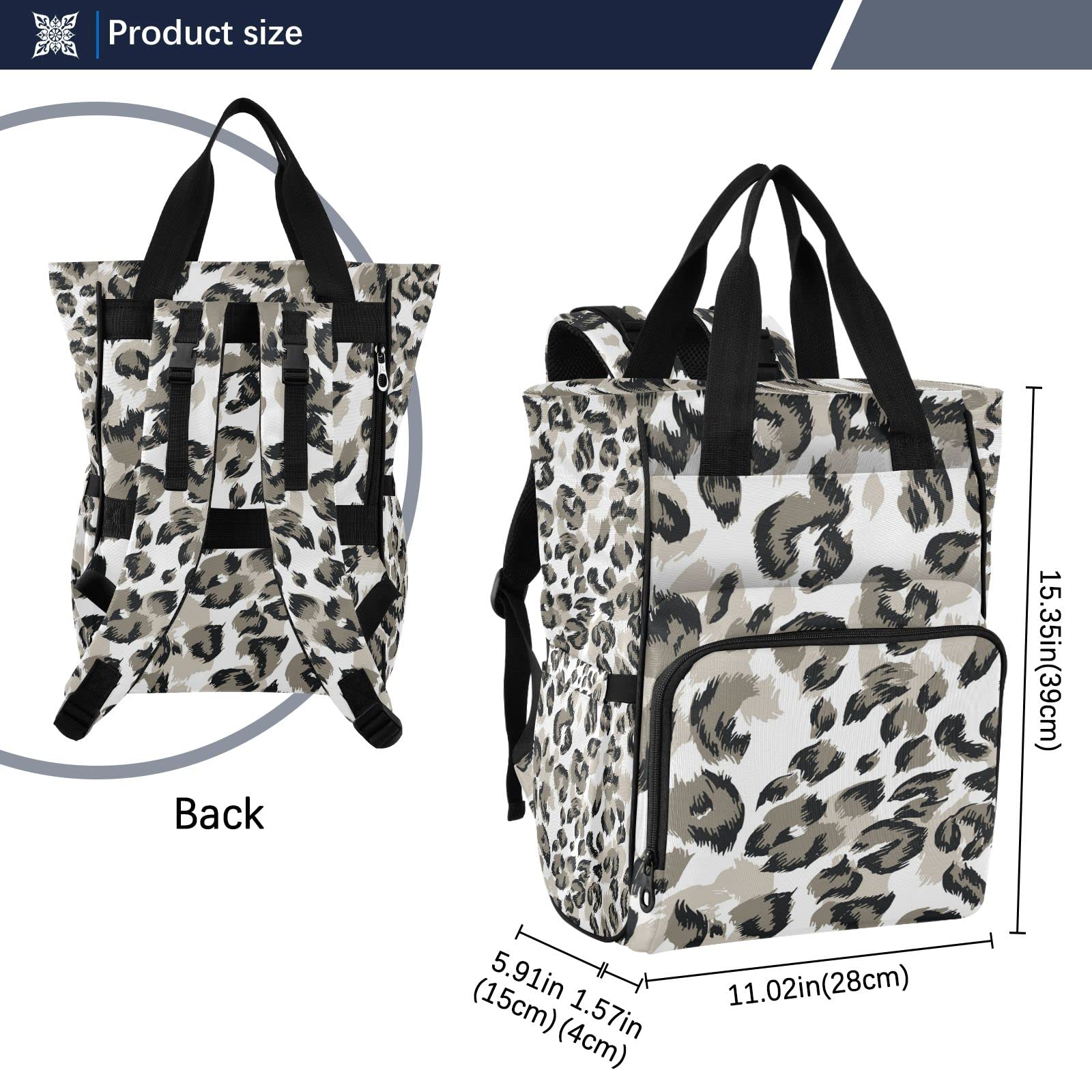 ALAZA Diaper Bag Backpack for Baby Nappy Changing Bags Multifunction Leopard Pattern(37) Travel Back Pack(226te5g)