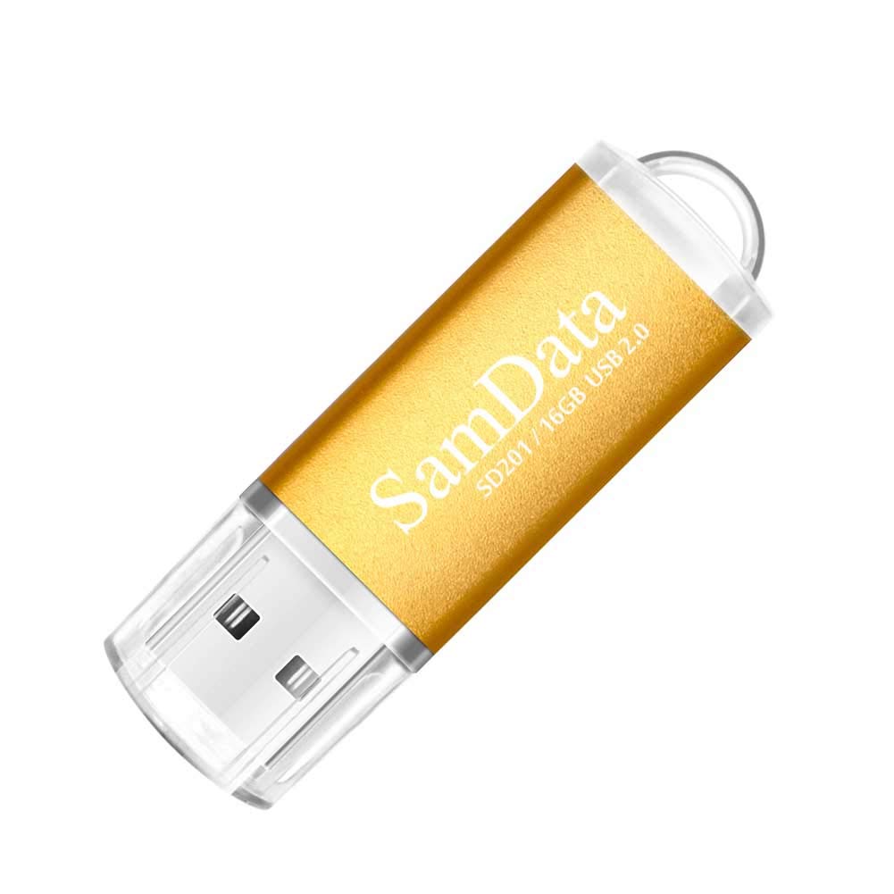 SamData 5 Pack 16GB USB 2.0 Flash Drive Thumb Drives Memory Stick, 5 Colors: Black Blue Green Gold Red