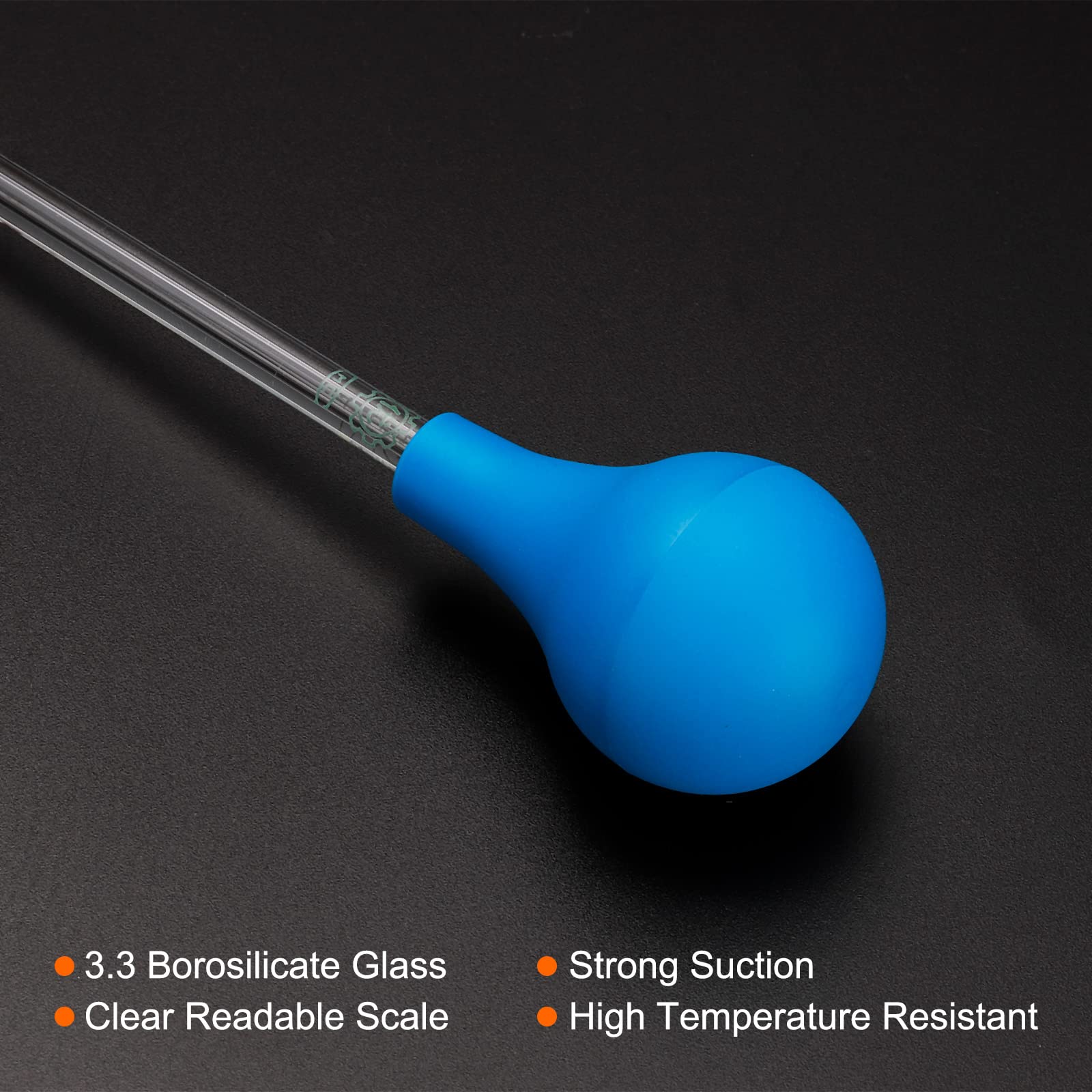 PATIKIL Graduated Dropper Pipettes Kit, 2pcs 0.5ml Borosilicate Glass Pipette with Rubber Cap for Transfer Liquid for Lab, Chemistry, Clear