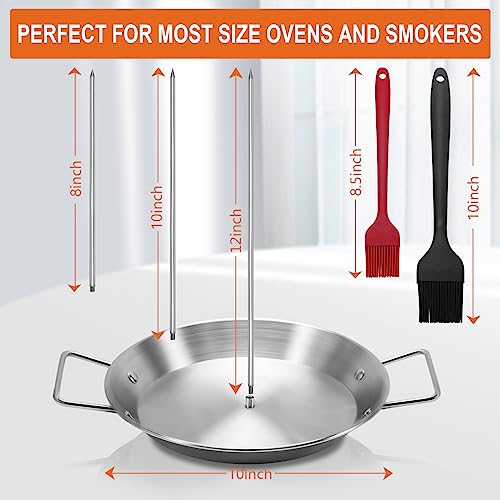 Al Pastor Skewer for Grill, Stainless Steel Vertical Skewer, Brazilian Vertical Spit Stand with 3 Removable Spikes(8β/10"/12β)& Brushes, for Tacos Al Pastor, Shawarma Kebabs Smoker Oven BBQ Dishes