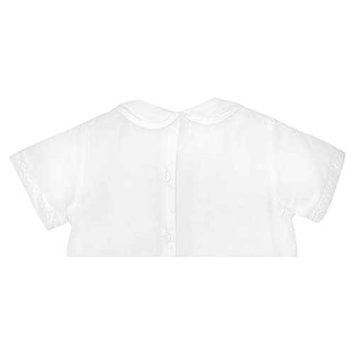 Petit Ami Baby Boys' Romper with Pintucks and Feather Stitching, 6 Months, White