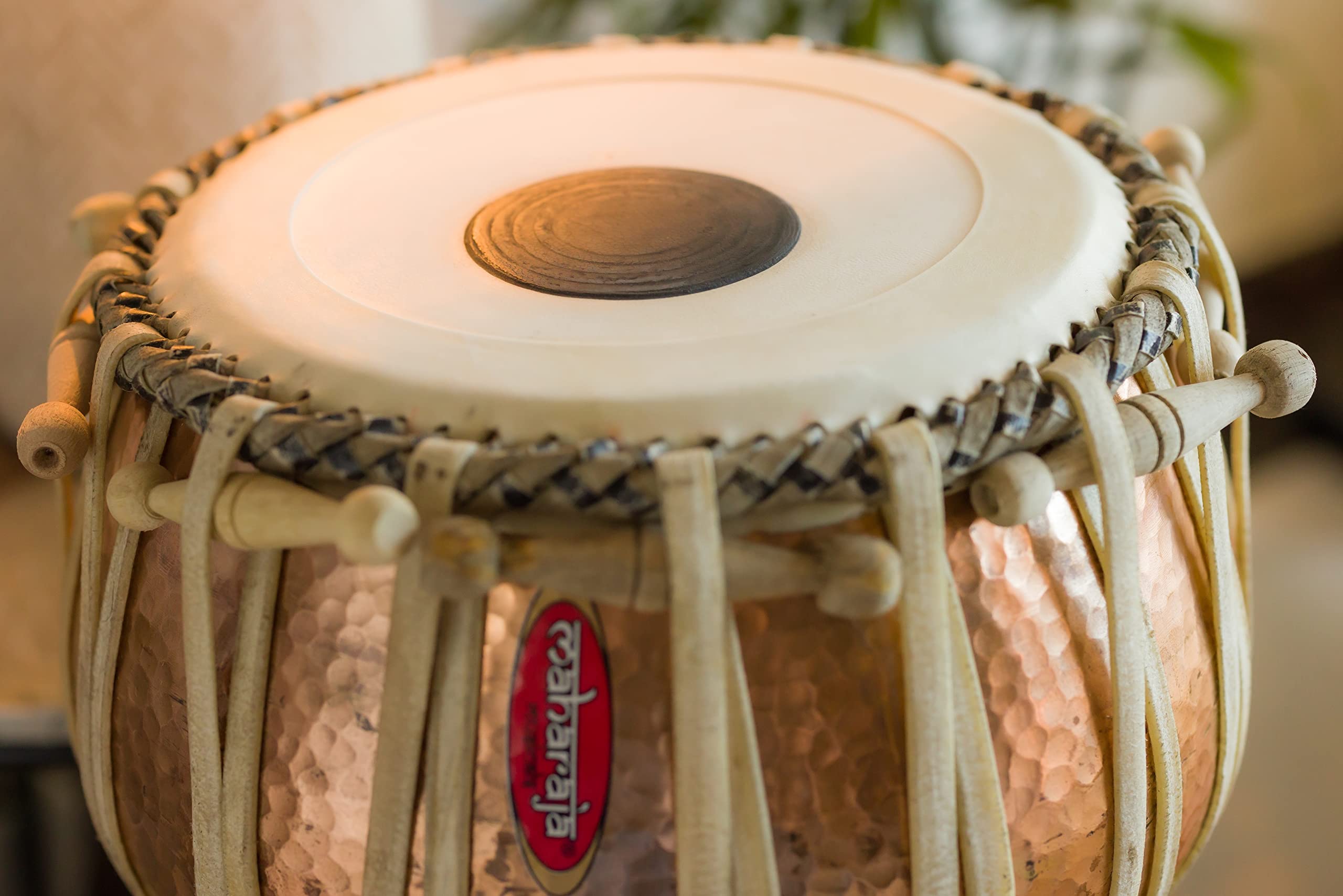 Concert Tabla Drum Set, 5½ Kg Lacquer Polish Copper Bayan, Maharaja, Finest Dayan with Padded Bag, Hammer, Cushions & Cover (PDI-BJJ)