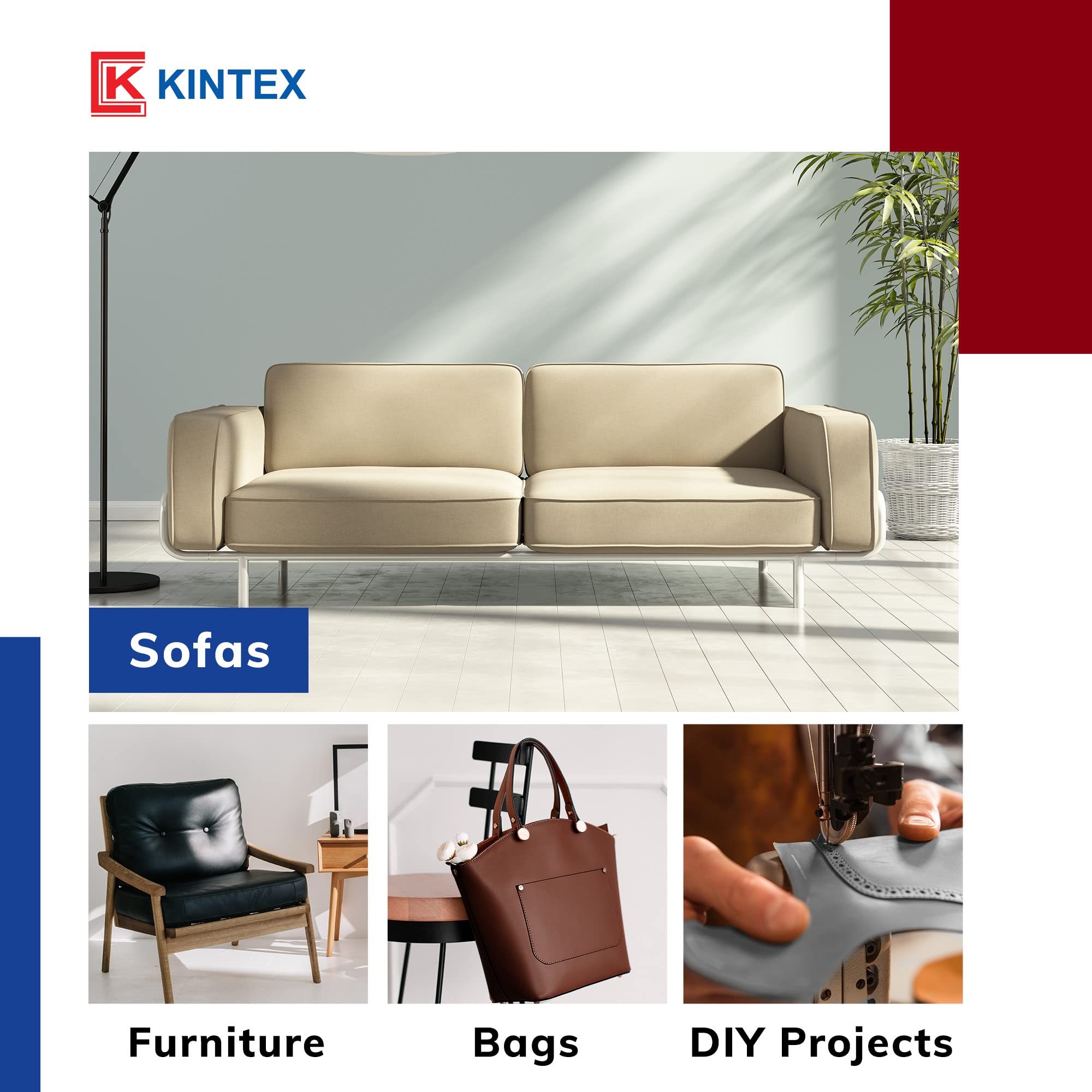 Faux Leather Upholstery Fabric - Quality Pebbled Pattern Leather for Chairs, Car Interior, Bags, & DIY Craft - 1.25 mm thk, 2 Yards of Fabric for Furniture Reupholster - Kintex, Savana