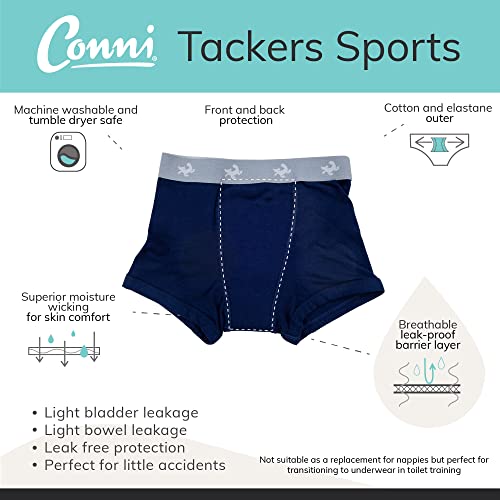Conni Kids Training Boxer Pants | Soft Shorts Reusable Toddler Potty Training Underwear | Waterproof Easy Pull Up Youth Incontinence Navy Size 8-10