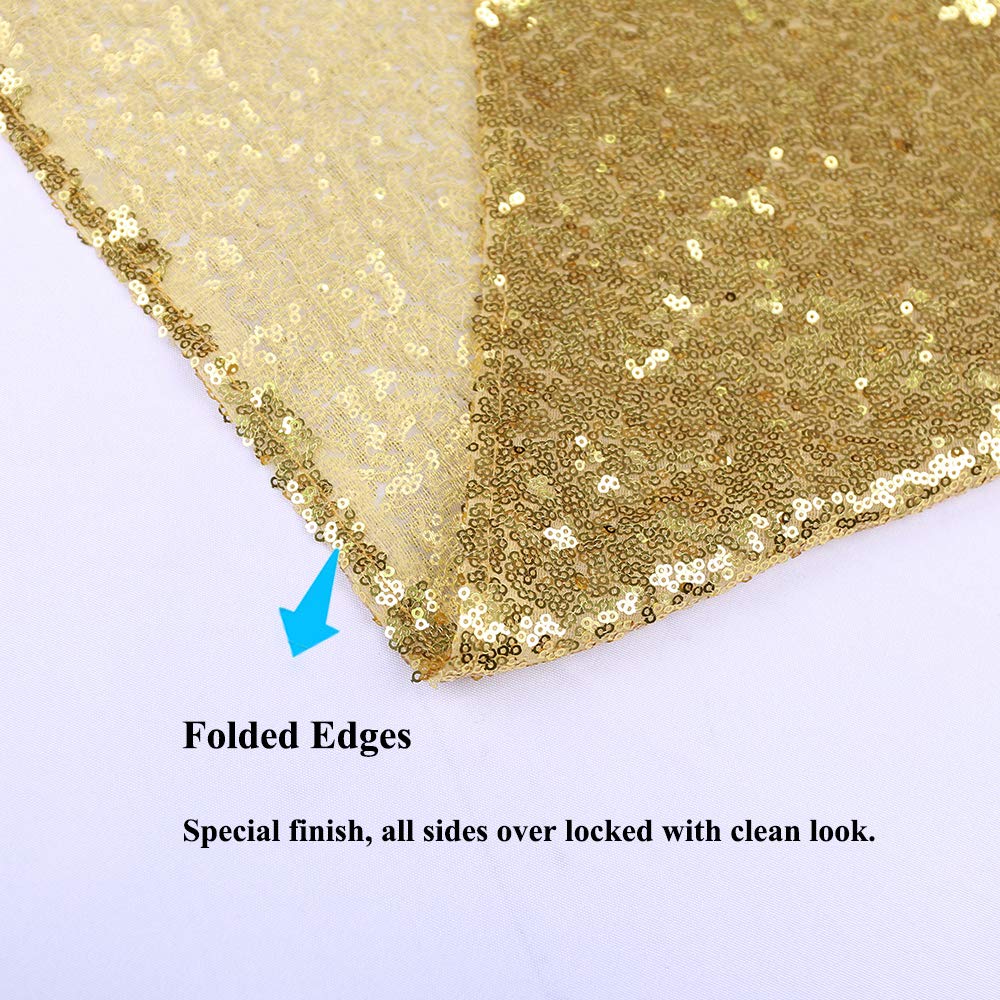 BalsaCircle TRLYC Fathers'Day Gift Sparkly Gold Sequin Tablecloth for Party-72x72Inch