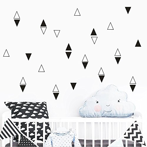 The Boho Design Tribal Triangles Wall Decals Peel and Stick for Kids, Baby Bedroom Nursery and Living Room, Vinyl Wall Stickers Decor (Black)