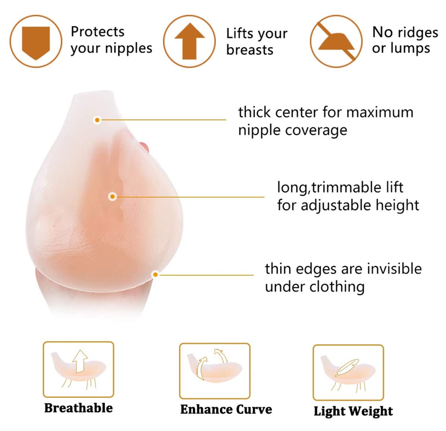 Adhesive Bra, Breast Lift Strapless Backless Silicone Minimizer Bra Nippless Covers Push Up Self Invisible Sticky Bra for Women (C/D Cup)