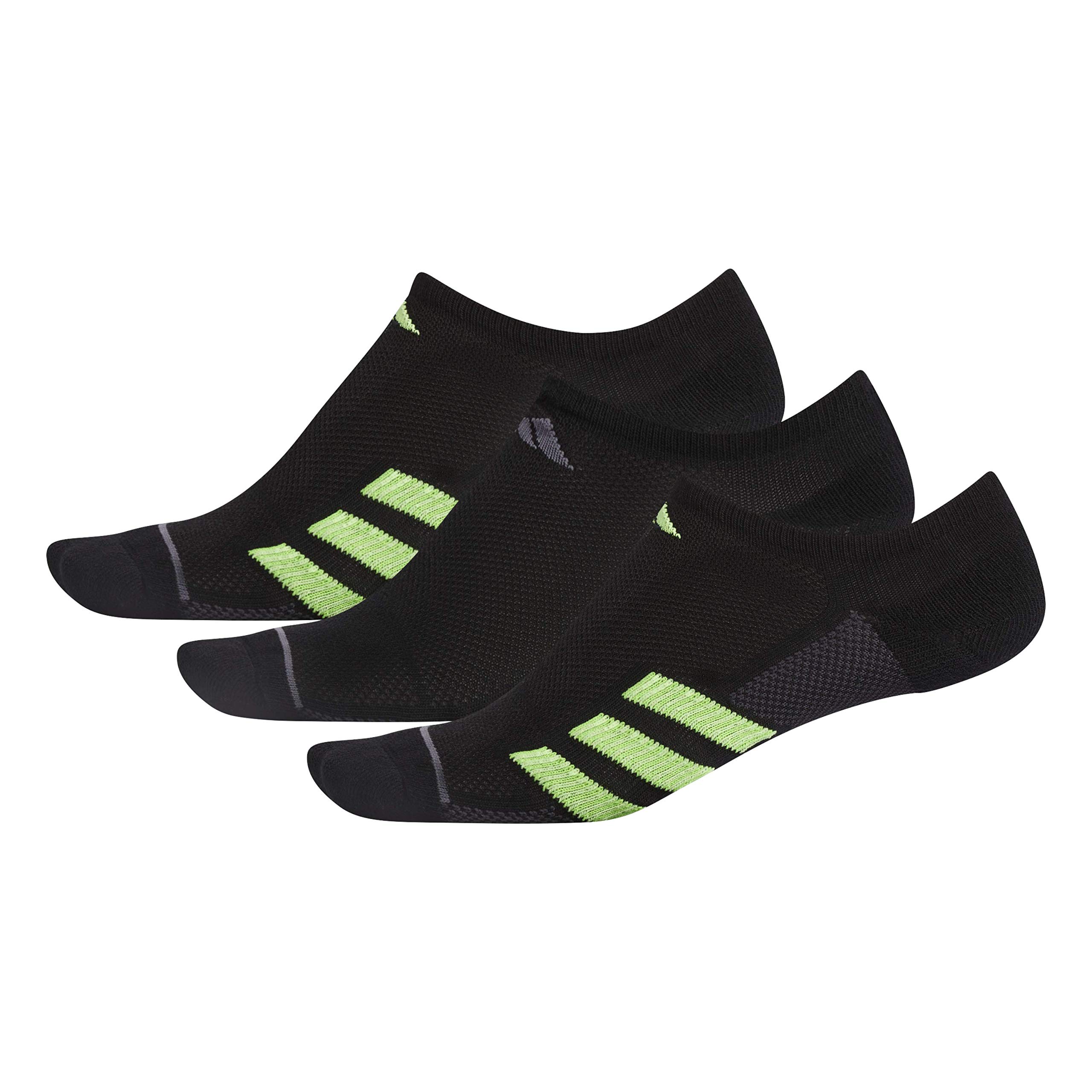 adidas Men's Superlite Stripe II 3-Pack No Show, Black/Onix Grey/Night Grey, Large
