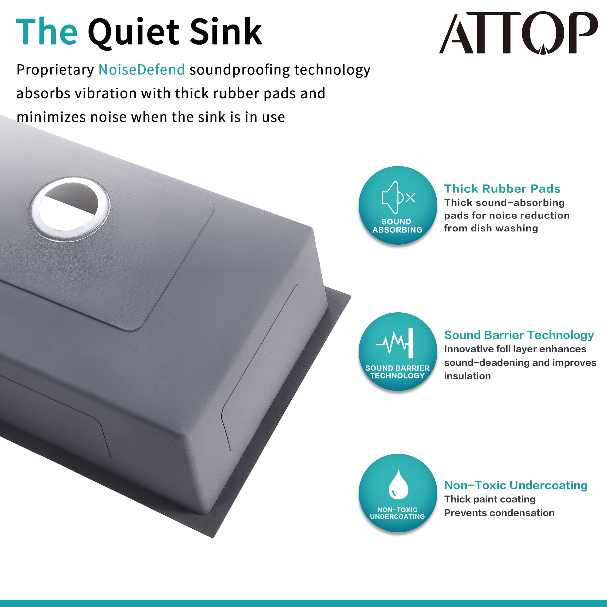ATTOP 30 Inch Single Bowl Undermount Kitchen Sink,Nano Coating Stainless Steel Kitchen Sink Undermount Single Bowl Sink