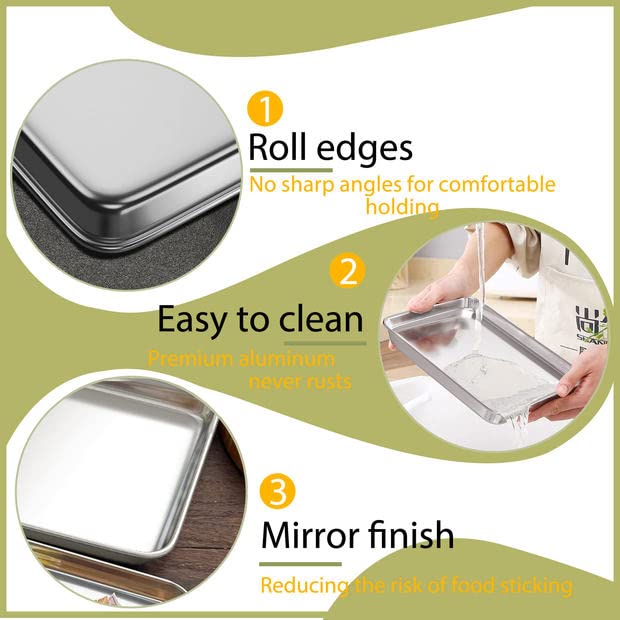 Baking Sheet Cookie Sheet Set of 2, Umite Chef Stainless Steel Baking Pans Tray Professional 12 inch, Non Toxic & Healthy, Mirror Finish & Rust Free, Easy Clean & Dishwasher Safe