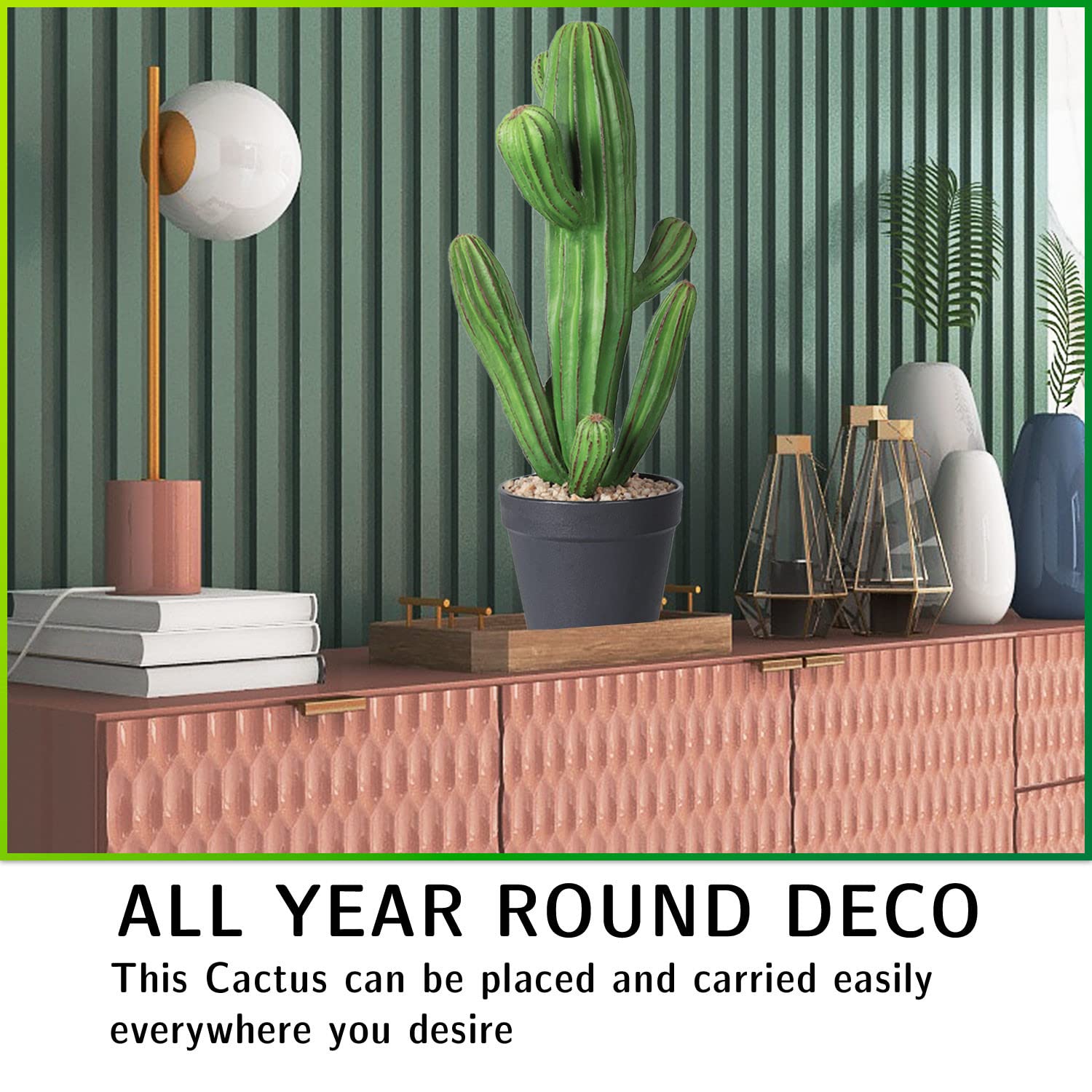 AntHousePlant Artificial Cactus Fake Cactus 16" Faux Cacti Plants for Home Garden Office Store Decoration