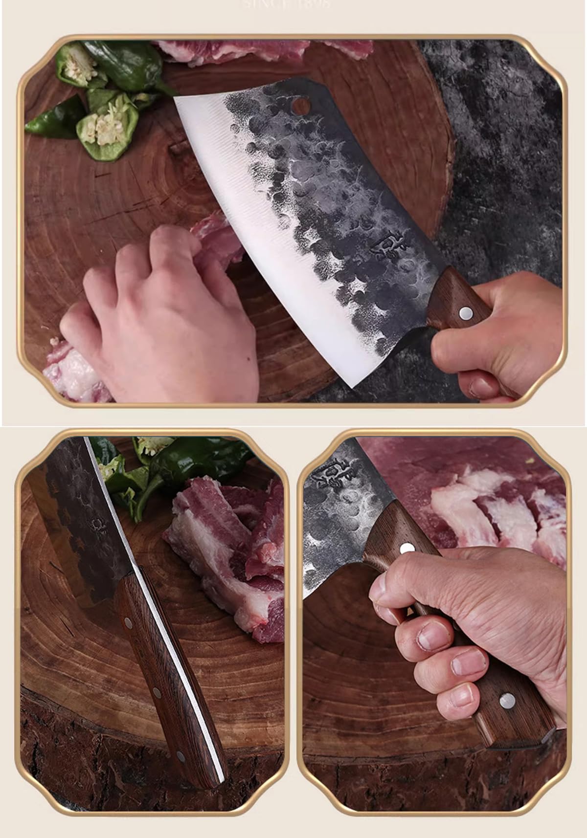 DENGJIA Chef Knife 7.2 Inch Chinese Chef's Knife and Meat Cleaver with Rosewood Handle Kitchen Knife