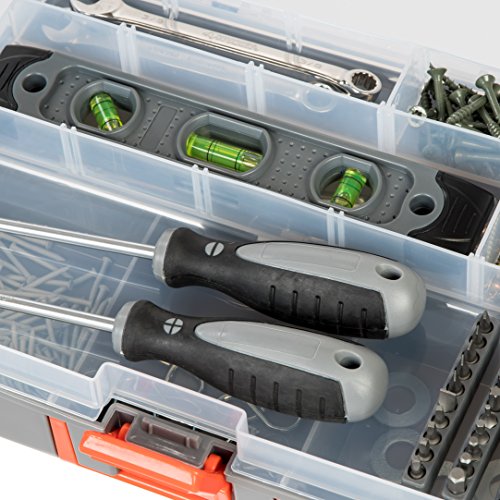 IRIS USA Medium Utility Parts Organizer, 2-Pack, Hardware Tools Crafts Sewing Supplies and Embellishments Carrying Case with Adjustable and Removable Dividers, Gray