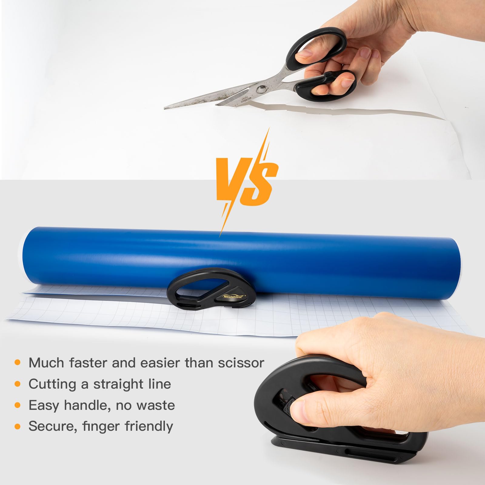 NEWISHTOOL 4 Pack Black Gift Wrap Cutter, Christmas Wrapping Paper Cutter Safety Cutter for Cutting Holiday Present Gift Wrapping Paper Craft Papers, 2 Types Sliding Cutter Tool Paper Slitter Knife
