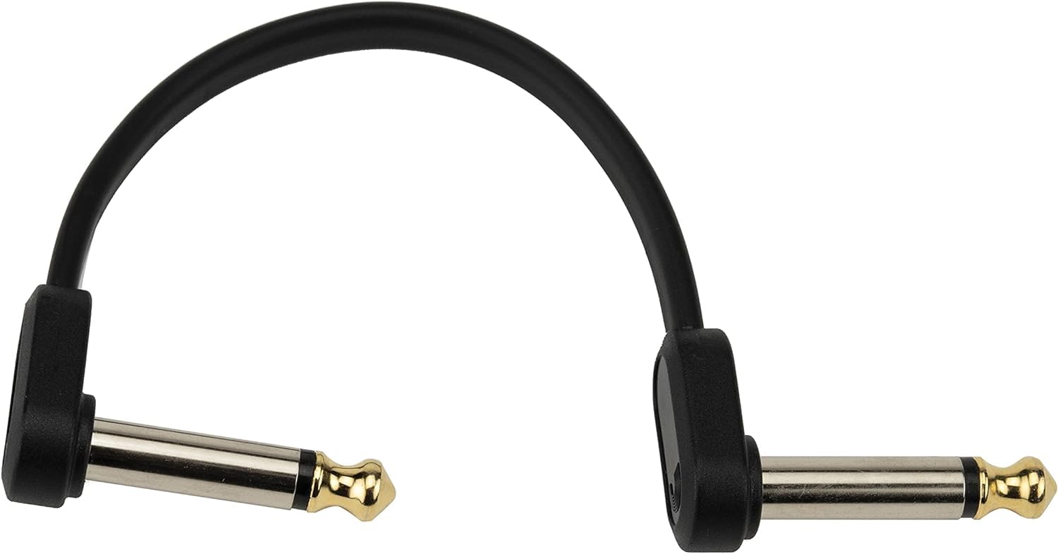 D’Addario Accessories Classic Series Flat Guitar Patch Cables - Guitar Pedal Cable with ¼ Inch Ends - Durable & Reliable - Instrument Cable for Pedalboards - 4in Offset - 2-Pack