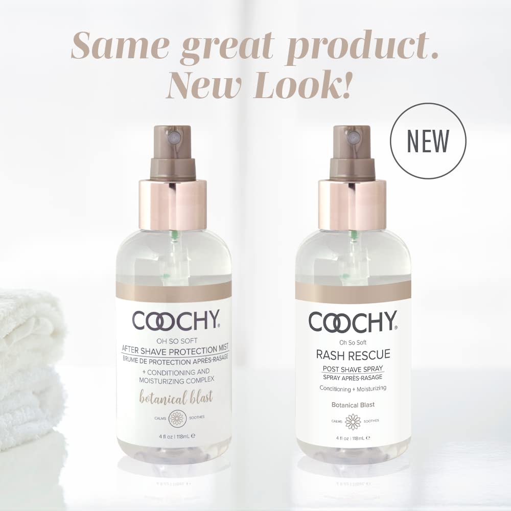 Coochy Rash Rescue Post Shave Spray - Natural Hydrating After Shave Skincare Moisturizer - Ingrown Hair Body Mist - Botanical Blast, 4 fl oz/118 mL