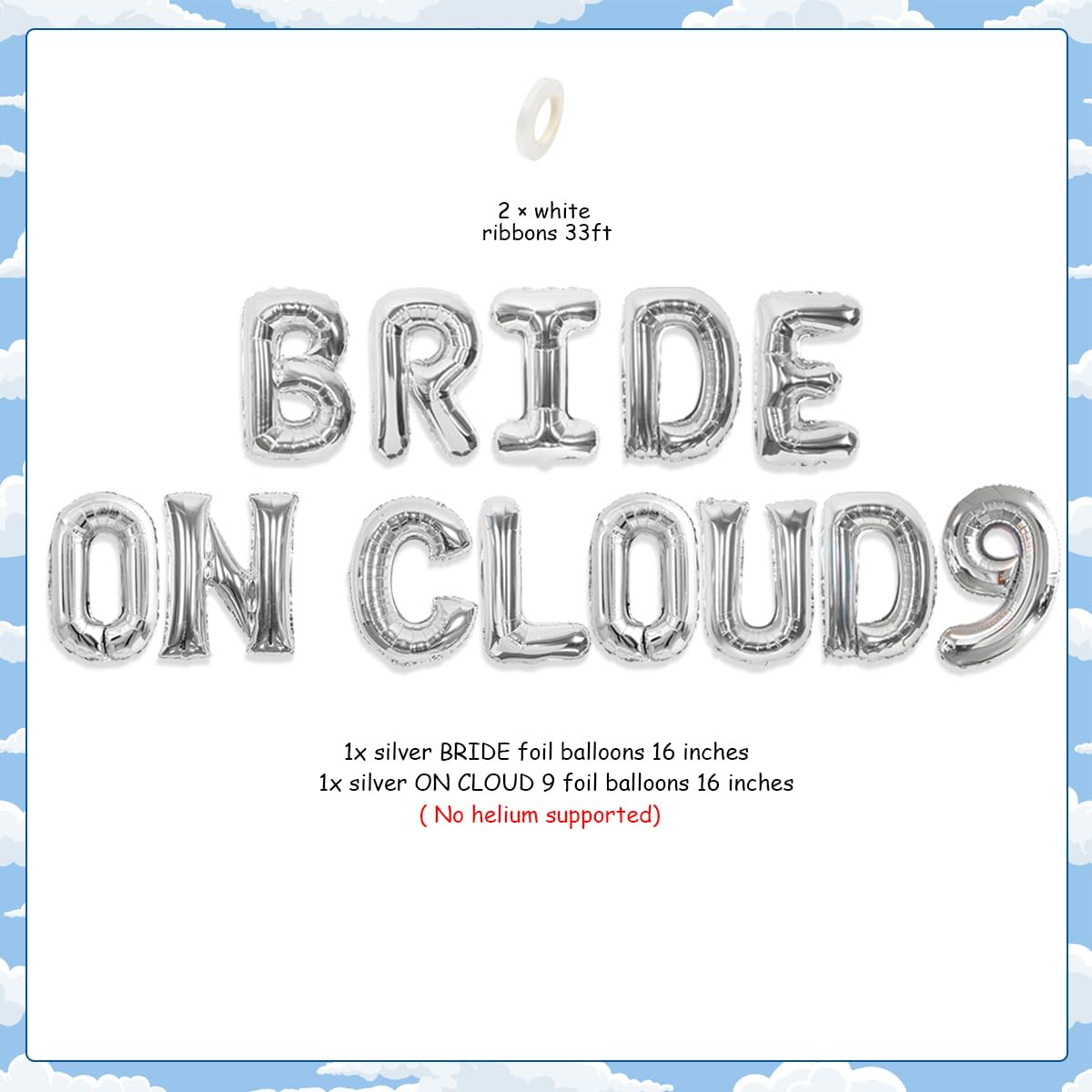 On Cloud 9 Bachelorette Decorations Cloud Bridal Shower Decorations Bride on Cloud 9 Balloon Banner Cloud Foil Balloon Diamond Balloon for Bridal Shower Wedding Shower Birthday