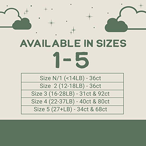 Happy Little Camper Ultra-Absorbent Hypoallergenic Natural Disposable Baby Diapers, Chlorine-Free Protection for Sensitive Skin, Crawler, Size 3, 92 Count