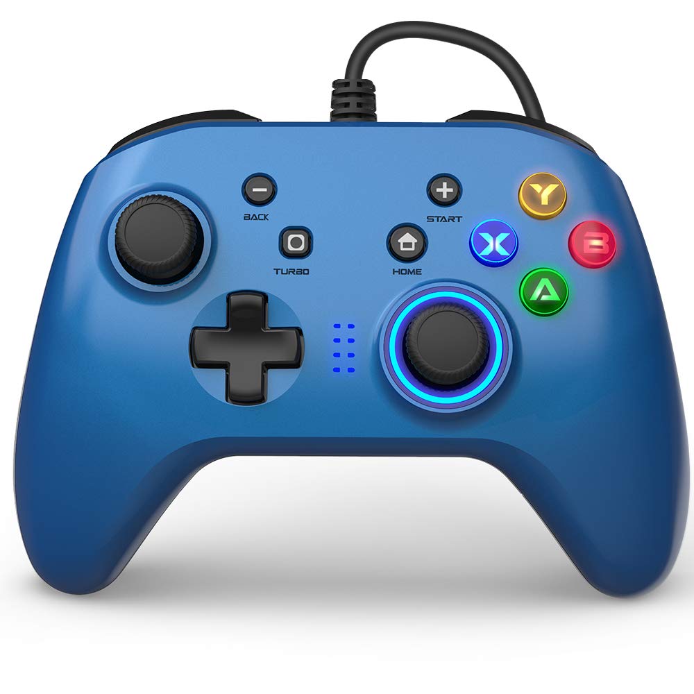 ALPIAZ Wired Gaming Controller, Joystick Gamepad with Dual Vibration, PC Game Controller for PS3 Switch Windows 10 8 7 PC Laptop TV Box Android Phones, Navy Blue
