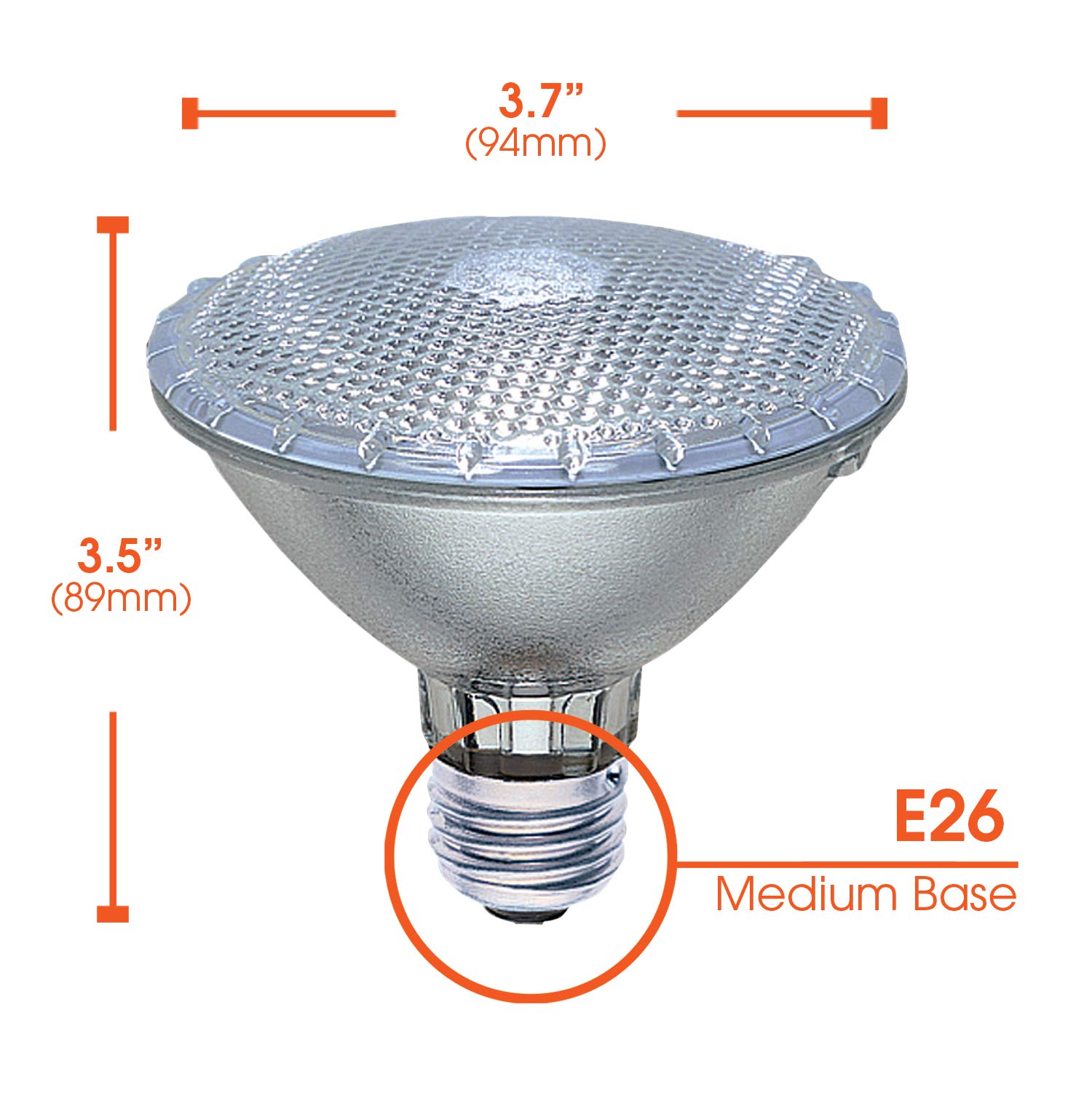 75W PAR30 Halogen Short Neck Flood Light Bulb, 2700K Soft White, 1025 Lumens, Dimmable, E26 Medium Base, 120V (6 Pack)