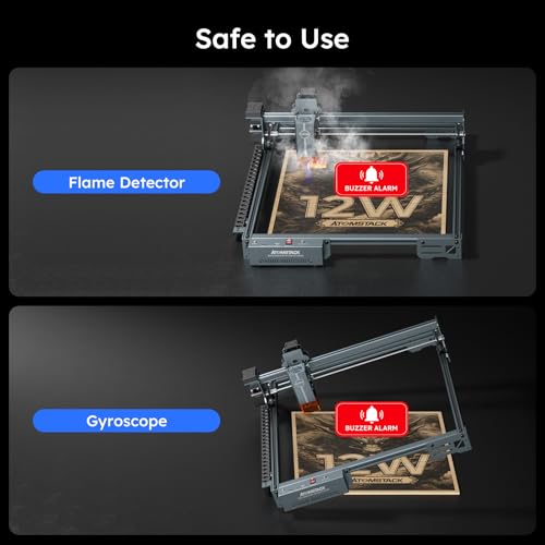 ATOMSTACK 12W Laser Engraver, A10 PRO V2 Laser Cutter, 0.06mm High Accuracy Laser Engraving Machine for Wood and Metal, Dark Acrylic, Glass, Leather, Engraving Area 15.7 "x15.7"