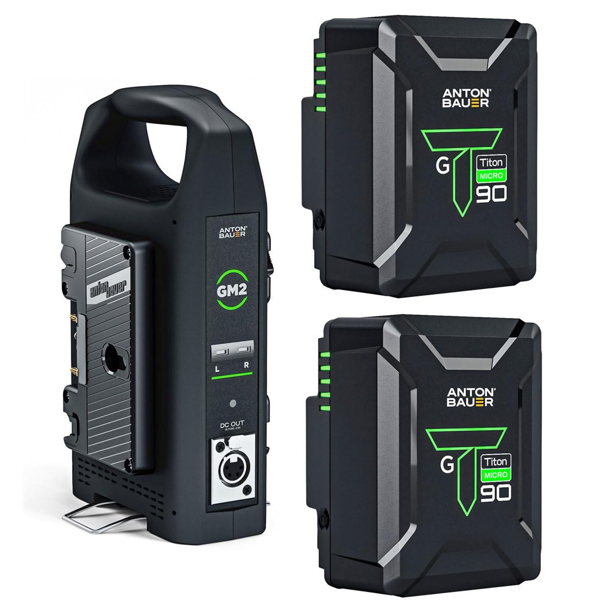 Anton Bauer 2X Titon Micro 90 14.4V 98Wh Gold Mount Batteries, Bundle GM2 Dual Charger