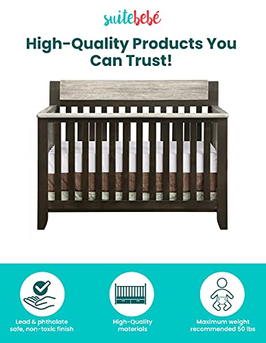 Suite Bebe Hayes 4 in 1 Convertible Crib, Coffee and Faux Barnwood - Quick Ship