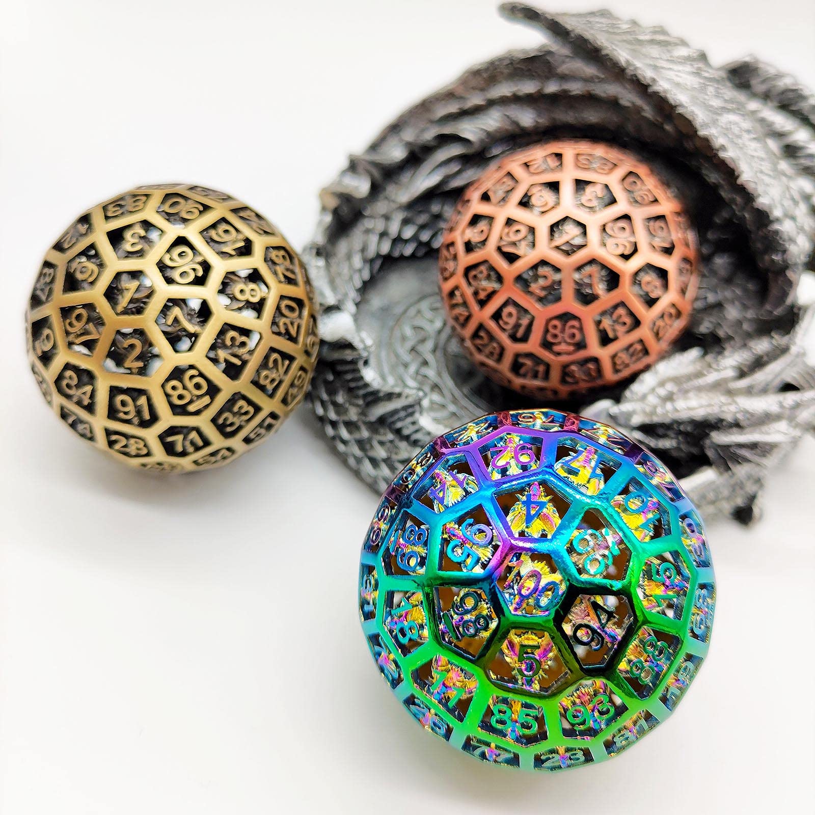D100 Metal Dice DND Dungeons and Dragons Polyhedral 100 Sided RPG Large Giant D&D Board Game Pathfinder Shadowrun Roleplaying Dice (Colorful)