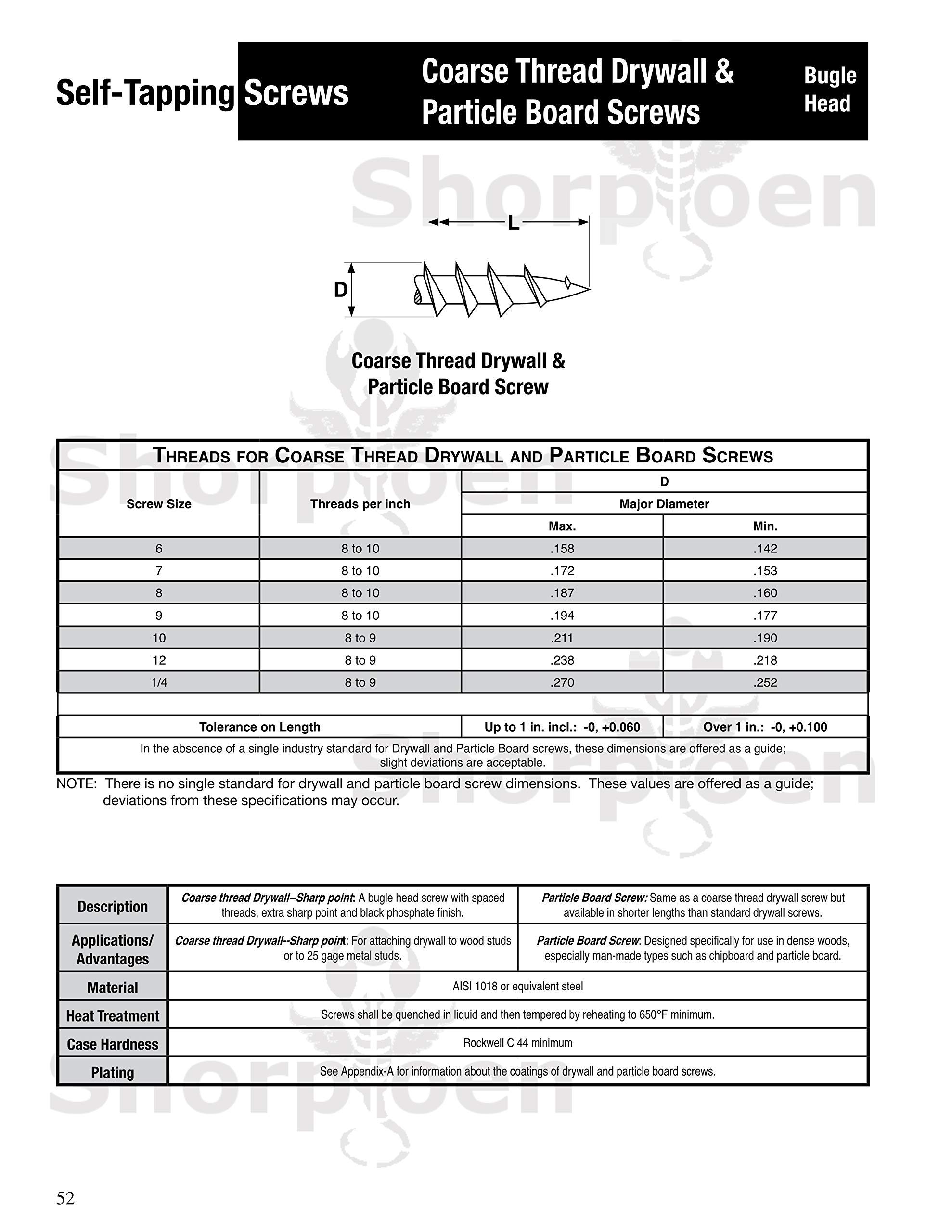 Shorpioen 100-Pack 6 x 1 1/4 Phillips Bugle Head Coarse Thread Drywall Screw Black Phosphate Particle Board BC-0620CPG